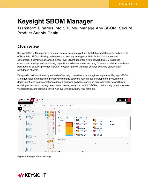 Keysight SBOM Manager PDF Asset Page | Keysight